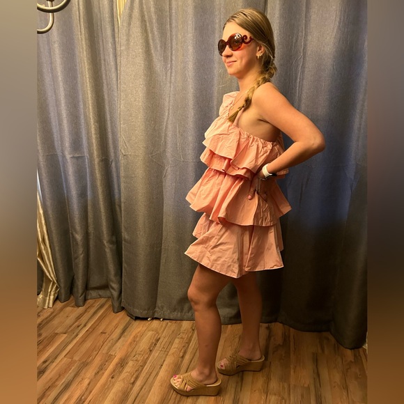 Zara | Dresses | Zara Dusty Pink Limited Edition Asymmetrical Ruffled ...